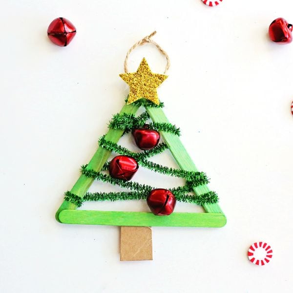 Easy Popsicle Stick Christmas Tree Ornament for Kids