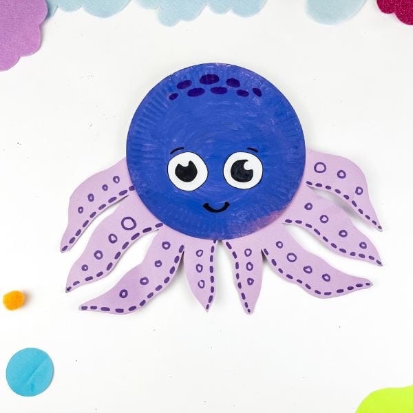 Easy Paper Plate Octopus Craft for Kids (Free Template Included) - Kidz ...