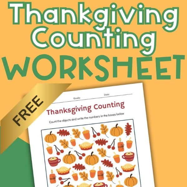 Thanksgiving Counting Worksheet for Kids